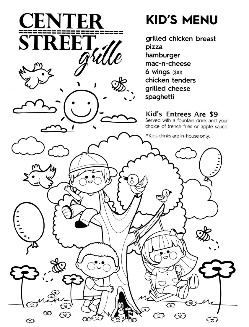 Kid's Menu - Center Street Grille